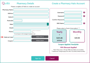 Quda Connect Referral Program - Pharmacy Halo